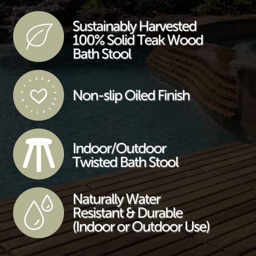 Nordic Style Dark Teak Spa Bath Decor Indoor/Outdoor Twisted Stool