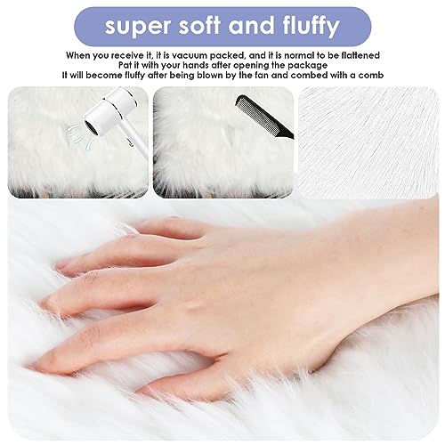 Sibba Fur Faux Locker Fabric Rug Polyester Yard Pre Cut Artificial Craft Costume Double Side Square Crafting Strips Liners Set Plush Precut Fluffy Cloth Photography Cosplay Outdoor(White,30 cm)