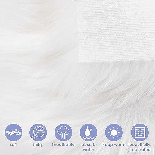 Sibba Fur Faux Locker Fabric Rug Polyester Yard Pre Cut Artificial Craft Costume Double Side Square Crafting Strips Liners Set Plush Precut Fluffy Cloth Photography Cosplay Outdoor(White,30 cm)