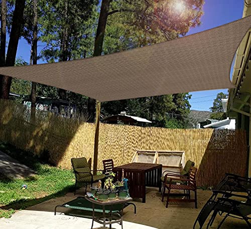 Windscreen4less 12'x16' Sun Shade Sail for Outdoor Patio Backyard UV Block Awning with Steel D-Rings Brown Coffee Rectangle, Custom, 12ft x 16ft