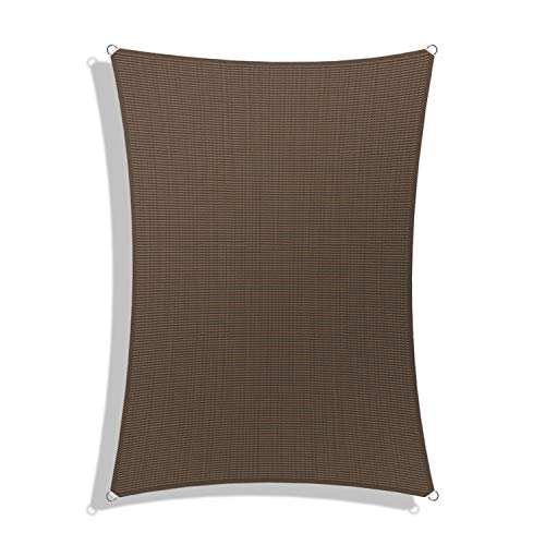 Windscreen4less 12'x16' Sun Shade Sail for Outdoor Patio Backyard UV Block Awning with Steel D-Rings Brown Coffee Rectangle, Custom, 12ft x 16ft