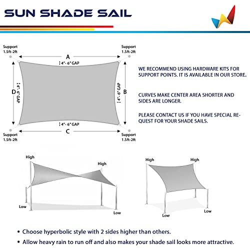 Windscreen4less 12'x16' Sun Shade Sail for Outdoor Patio Backyard UV Block Awning with Steel D-Rings Brown Coffee Rectangle, Custom, 12ft x 16ft