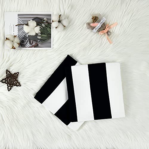 Yastouay 2 Pack Throw Pillow Covers, Black White Pillow Covers, Stripe Decorative Pillow Case, Farmhouse Striped Cushion Cover for Sofa Couch Chair Bed, 18 x 18 Inches