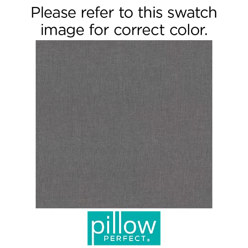 Pillow Perfect Rave Solid Indoor/Outdoor Wicker Patio Seat Cushion Reversible, Weather and Fade Resistant, Round Corner - 19" x 19", Grey, 2 Count