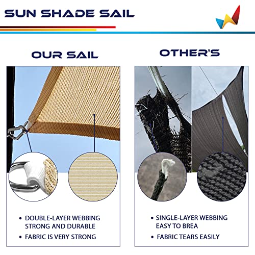 Windscreen4less 12'x16' Sun Shade Sail for Outdoor Patio Backyard UV Block Awning with Steel D-Rings Brown Coffee Rectangle, Custom, 12ft x 16ft