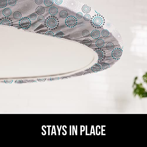Gorilla Grip Vinyl Round Tablecloth, Fitted Elastic Edge Cover, Fade and Stain Resistant Table Cloths, Spill Proof Linen Covers for Indoor Dining, Outdoor Picnic Parties, Camping, 44" Turquoise Spiral