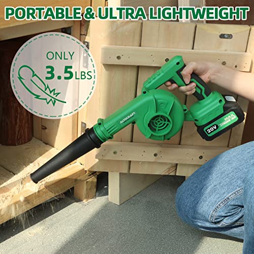 ALTOCRAFT 2-in-1 Jobsite Cordless Blower & Vacuum,20V Max Lightweight Handheld Small Dry Leaf Sawdust Blower Cleaner with 3.0Ah Battery and Charger,110MPH for Workshop Car Dust Blowing and Vacuuming