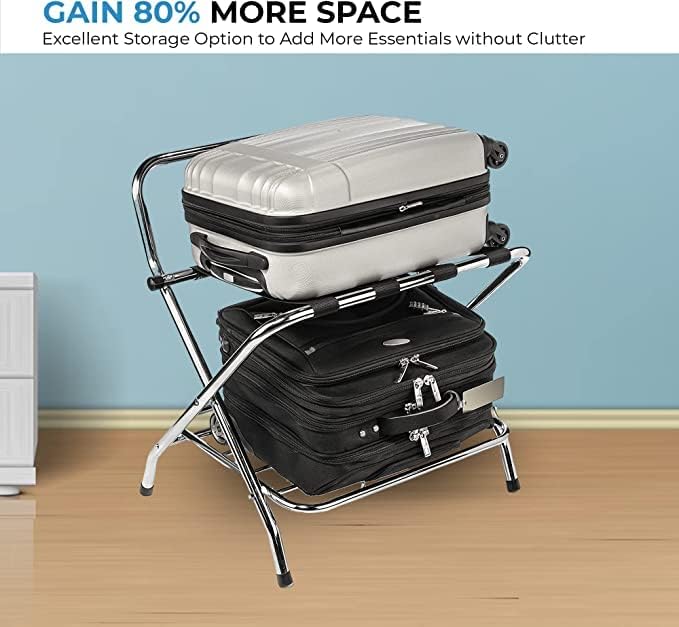 USTECH Foldable Luggage Rack, Metal Suitcase Stand for Guest Room