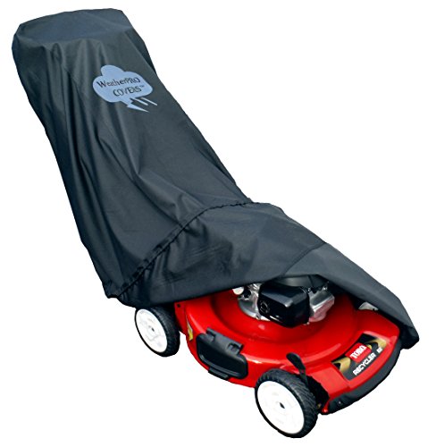 Lawn Mower Cover - Waterproof, Premium Heavy Duty - Manufacturer Guaranteed - Weather and UV Protected Covering for Push Mowers - Secure Draw String and Large Size for Universal Fit