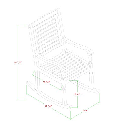 Acacia Wood Patio Rocking Chair in Dark Brown