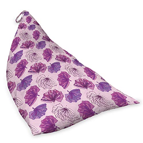 Ambesonne Romantic Lounger Chair Bag, Pink and Purple Hand Drawn Blossoms Pattern on Marbled Background Fashion Art, High Capacity Storage with Handle Container, Lounger Size, Multicolor