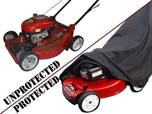 Lawn Mower Cover - Waterproof, Premium Heavy Duty - Manufacturer Guaranteed - Weather and UV Protected Covering for Push Mowers - Secure Draw String and Large Size for Universal Fit