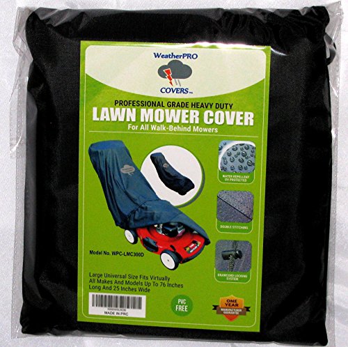 Lawn Mower Cover - Waterproof, Premium Heavy Duty - Manufacturer Guaranteed - Weather and UV Protected Covering for Push Mowers - Secure Draw String and Large Size for Universal Fit