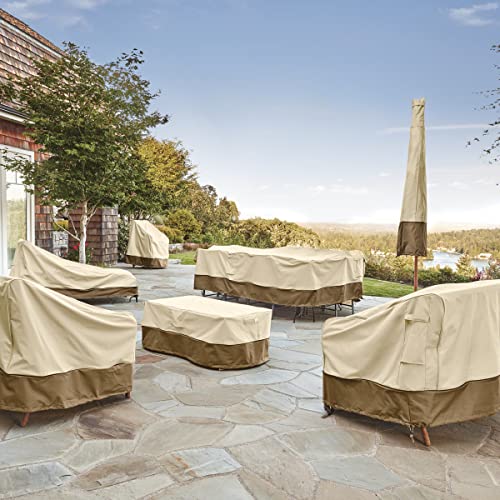 Classic Accessories Veranda Water-Resistant 26 Inch Rectangular Patio Ottoman/Side Table Cover, Pebble/Bark/Earth