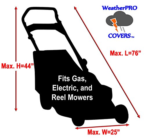Lawn Mower Cover - Waterproof, Premium Heavy Duty - Manufacturer Guaranteed - Weather and UV Protected Covering for Push Mowers - Secure Draw String and Large Size for Universal Fit