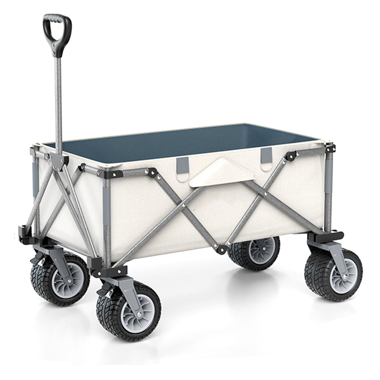 YJSG White Collapsible Folding Wagon Garden Cart,Garden Carts,Beach Wagon Grocery Wagon Wagon Sports with Folding Board Beach Wagon Cart 200Kg Load Camping Cart Off-Road Wheels with Brakes