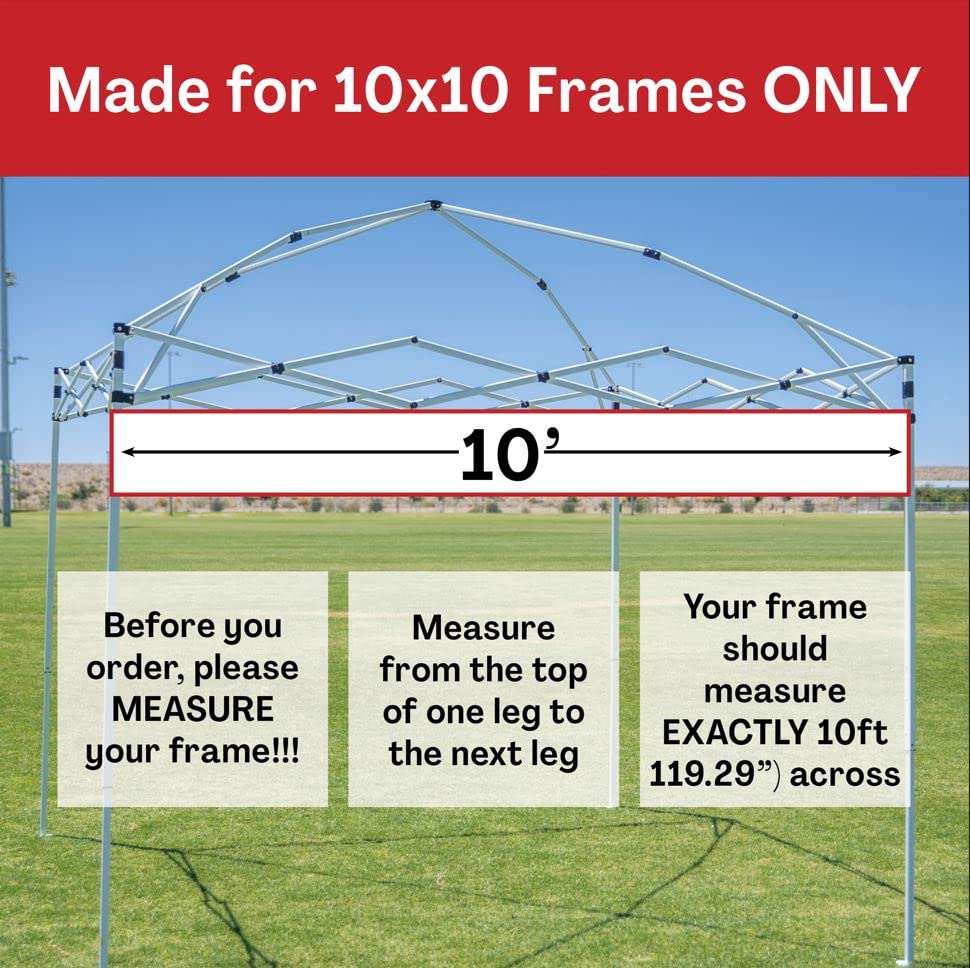 10x10 Pop Up Canopy Top Replacement Cover 118 Inches (Top Only)