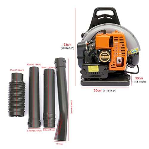 65cc Backpack Leaf Blower Gas Powered 3.6HP 2 Stroke Backpack Blower Gas Blower Snow Blower Lawn Blower Gasoline Backpack Leaf Blower for Lawn Care (65cc)
