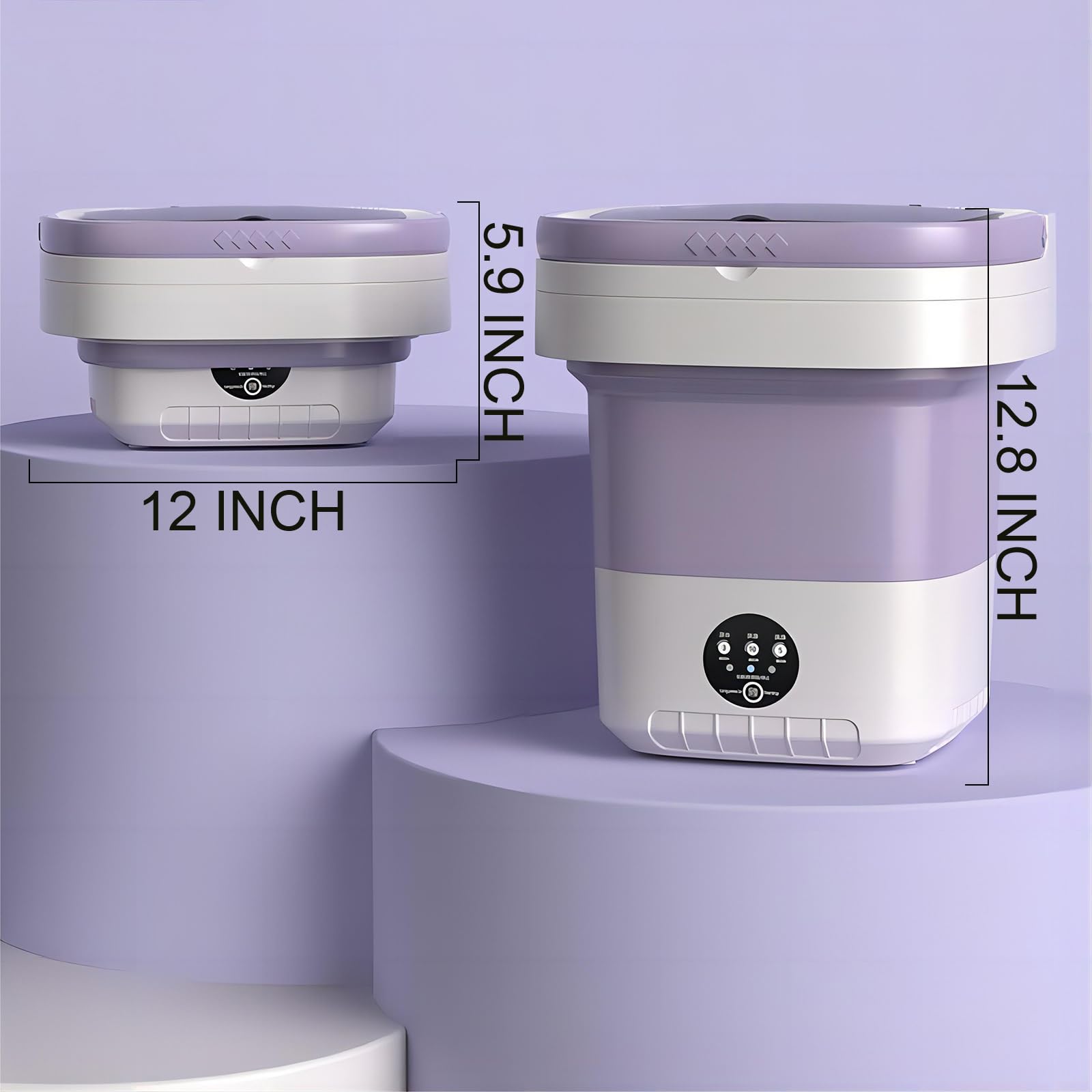 Portable washing Machine,9L High Capacity with 3 Modes Deep Cleaning for Apartment, Camping, RV, Travel, Underwear, Personal, Baby,Pet Clothes - (100V-240V)-Purple
