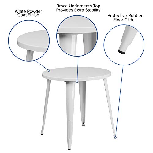 Flash Furniture Commercial Grade 30" Round White Metal Indoor-Outdoor Table