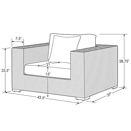 Zuri Furniture Modern Marquesa Outdoor Black Wicker Armchair with Quick Drying Cushions in White