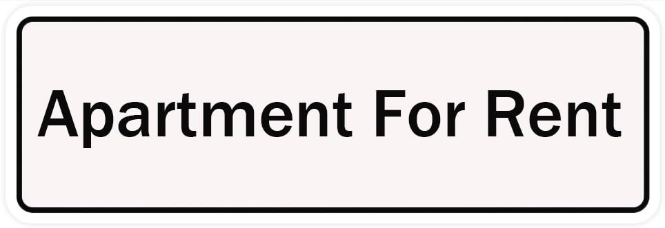 Apartment For Rent Sign 9 X 3 Inch Acrylic Plastic Sign With Symbols, Self-Adhesive, For Restaurant, Salons, Hotel, Motel, Rest Stops, Public Restrooms