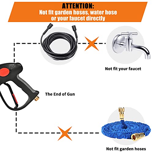 WXMECH Pressure Washer Gun with Extension Wand Replacement 4000 PSI High Power Washer Gun 41 Inch Adjustable Length with M22 14mm or M22 15mm Fitting 5 Nozzle Tips with Nozzle Holder