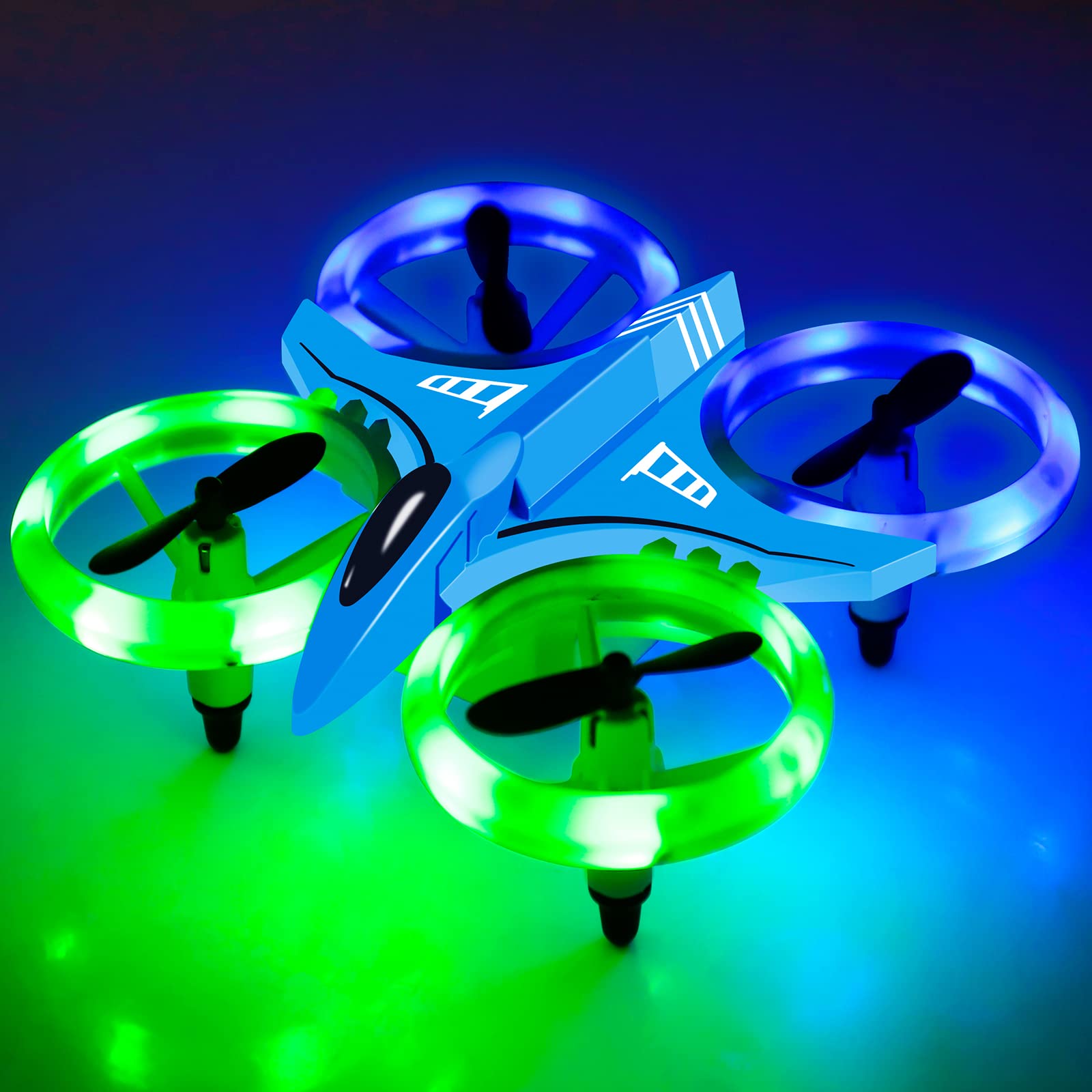 AUBNICO Drones for Kids, RC Drone with LED Night Lights One Key Take Off Landing Flips - Altitude Hold, Auto Rotating, 3D Flip, Headless Mode, Indoor Quadcopter Gift Toys for Boys Girls (Blue)