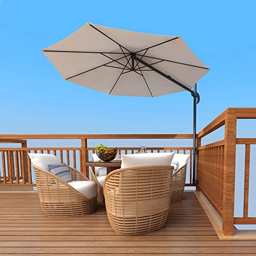 Meruzy Patio Umbrella Holder Corner Mount, Stainless Steel Outdoor Umbrella Base Umbrella Clamp Mount Bracket for Deck Railing, Mount to Deck, Balcony or Outdoor Courtyard (Fit Max OD 2 inch)