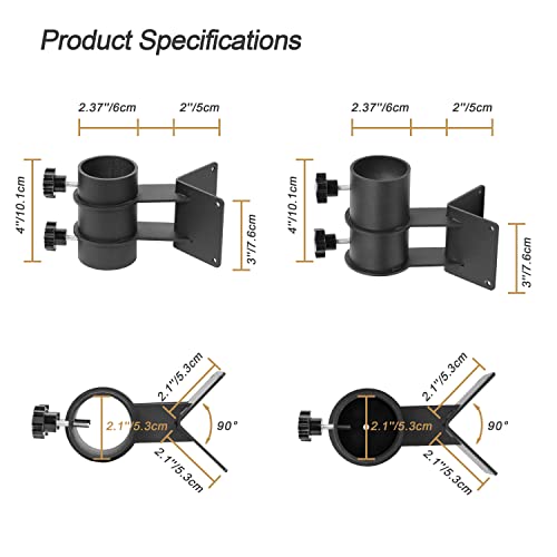 Meruzy Patio Umbrella Holder Corner Mount, Stainless Steel Outdoor Umbrella Base Umbrella Clamp Mount Bracket for Deck Railing, Mount to Deck, Balcony or Outdoor Courtyard (Fit Max OD 2 inch)