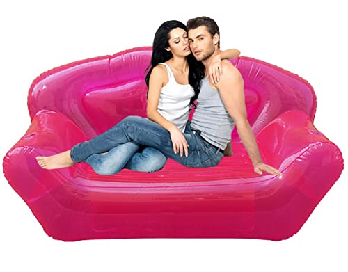 AMZHQB Inflatable Couch Chair Pink Blow Up Couch for Aldult, Luxury Double Air Sofa for Outdoor, Camping, Beach, Home, Courtyard, Lawn, Durable Waterproof