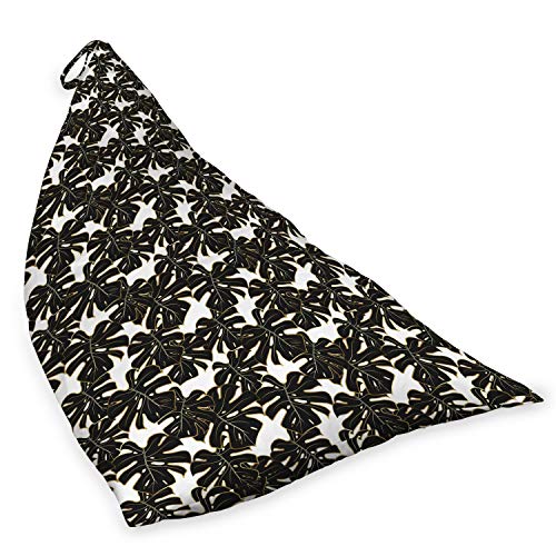 Ambesonne Exotic Lounger Chair Bag, Big Monstera Leaves Outline Drawn in Golden Yellow Tone Retro Hawaiian, High Capacity Storage with Handle Container, Lounger Size, Charcoal Grey and White
