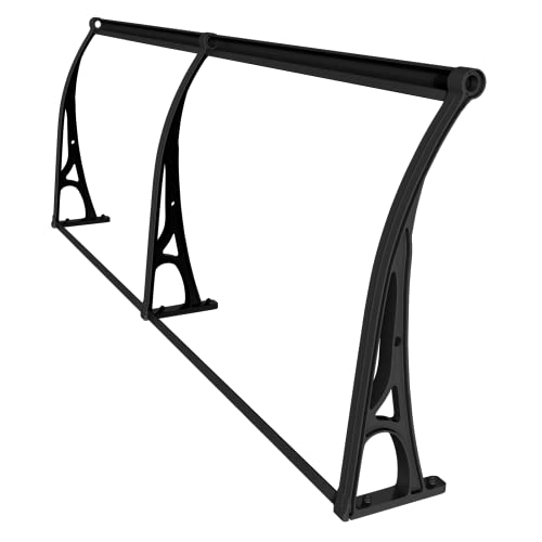 Window Awning Brown with Aluminum Black Bracket Door Canopy Cover Outdoor Front Door Patio Canopy UV Rain Snow Sunlight Protection Solid Sheet(Black 40*80inch)