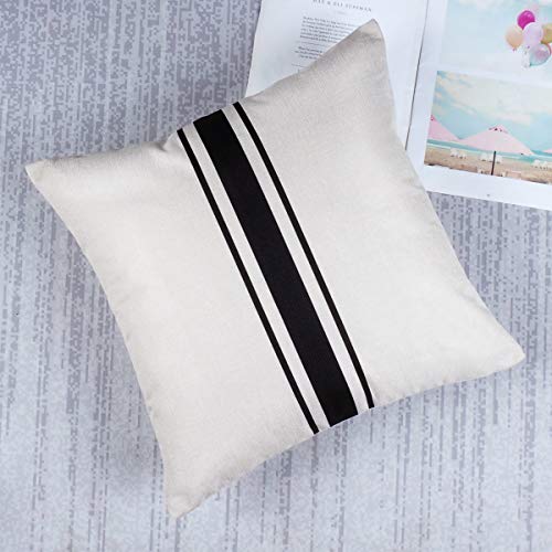 ONWAY Farmhouse Throw Pillow Covers 18x18 Rustic Indoor Outdoor Decorative Black and White Throw Pillows for Home Sofa and Couch, Set of 2
