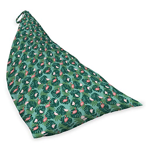 Ambesonne Botanical Lounger Chair Bag, Natural Themed Pattern of Flamingos Palm Leaves and Exotic Fruits Chaotic Style, High Capacity Storage with Handle Container, Lounger Size, Multicolor