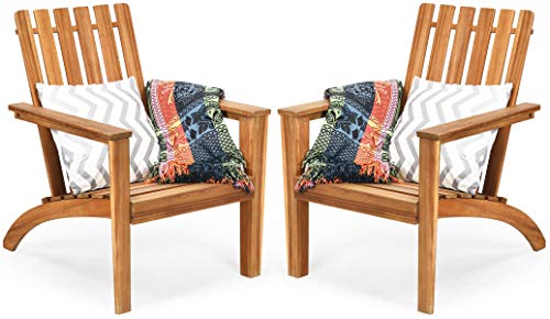 HAPPYGRILL 2PCS Adirondack Chair Outdoor Acacia Wood Classic Adirondack Armchair Ergonomic Lounge Chair for Poolside Balcony Yard Patio Garden
