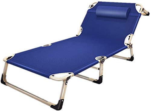 XZGDEN Lightweight Folding Deck Chair Portable Folding Outdoor Beach Lounge Chair Adjustable Reclining Chaise Sun Lounger Garden Chairs (Color : Gray, Size : 194x68cm) (Color : Blue, Size : 194x68cm)