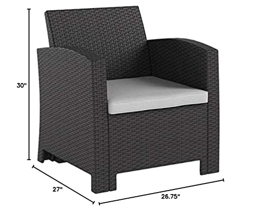 Flash Furniture Dark Gray Faux Rattan Chair with All-Weather Light Gray Cushion