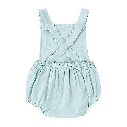 1st Birthday Outfit Boy, Smash Cake Outfit Boy Infant Baby Boho One-Piece Sleeveless Cotton Backless Overalls Romper Summer Jumpsuit Clothes for Cake Smash Photo Shoot Light Blue 12-18 Months