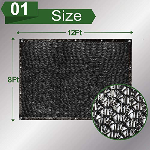vensovo 50% Sunblock Shade Cloth Net Black Resistant - 8x12 Ft Garden Shade Mesh Tarp for Plant Cover, Greenhouse, Chicken Coop, Tomatoes, Plants