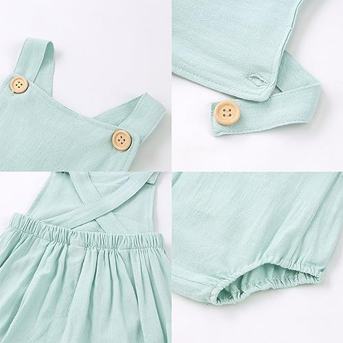 1st Birthday Outfit Boy, Smash Cake Outfit Boy Infant Baby Boho One-Piece Sleeveless Cotton Backless Overalls Romper Summer Jumpsuit Clothes for Cake Smash Photo Shoot Light Blue 12-18 Months