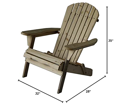 W Home Oceanic Adirondack Chair, Standard, Natural Finish