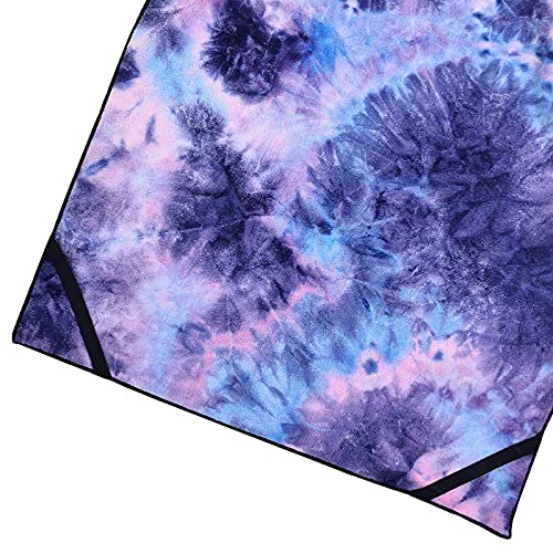 Beach Chair Cover with Side Pockets Pool Towel Chaise Lounge Cover Microfiber Tie Dye Beach Towel for Holidays, Sunbathing (Purple)