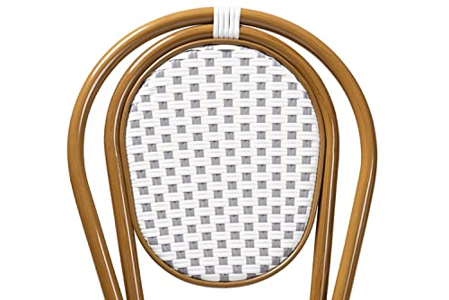 Baxton Studio Gauthier Classic French Indoor and Outdoor Grey and White Bamboo Style Stackable Bistro Dining Chair Set of 2