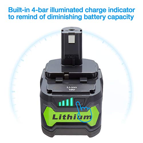 Powerextra 6.0Ah 18V Battery Compatible with Ryobi 18 Volt ONE+ P102 P103 P104 P105 P107 P109 P122 Cordless Power Tools 2 Pack