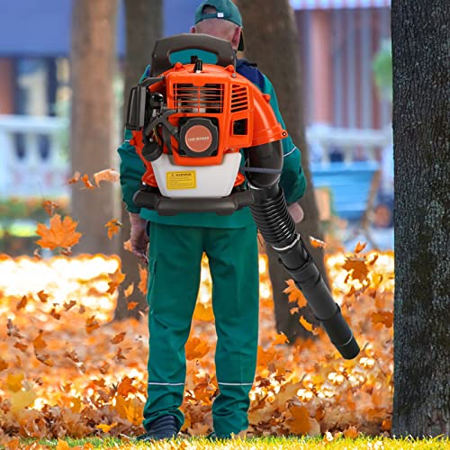 YOZUMD 1 Set Leaf Blower,Backpack Style 52 Cubic Centimeter Electric Leaf Blower,Adjustable Tube Gas Powered Dust Powerful Blower Lawn Yard Garden Supplies Orange