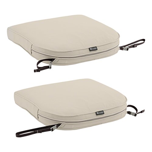 Classic Accessories Montlake FadeSafe Water-Resistant 20 x 20 x 2 Inch Contoured Patio Dining Seat Cushion, Antique Beige