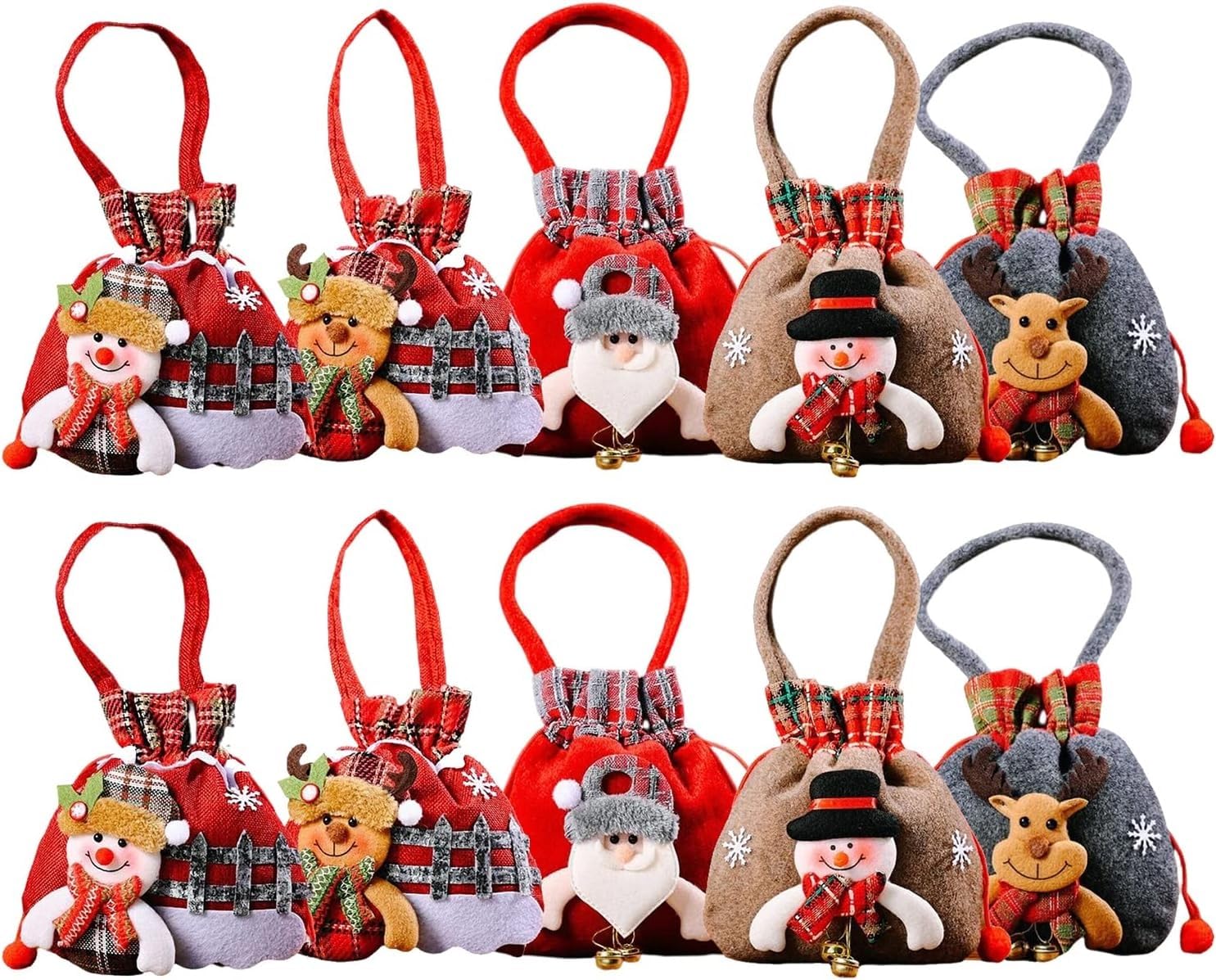bacxigo 2023 New Doll Bags,Cute Christmas Eve Apple Bags,Drawstring Reusable Fabric Goody Bag Xmas Favor Bags (10pcs)
