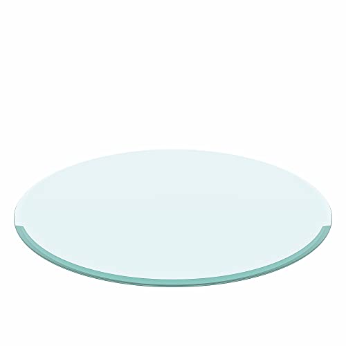 Round Tempered Glass Table Top Clear Glass Table Top (40 inch,3/8" Thick - Beveled Polished Edge)