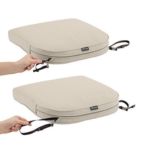 Classic Accessories Montlake FadeSafe Water-Resistant 20 x 20 x 2 Inch Contoured Patio Dining Seat Cushion, Antique Beige